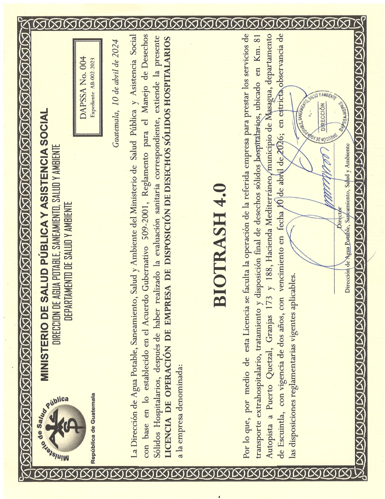Certificaciones y Licencias | BIOTRASH